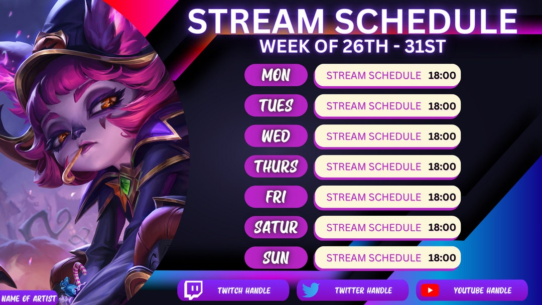 Neon Vtuber Schedule Template Neon Pngtuber Stream Schedule - Etsy