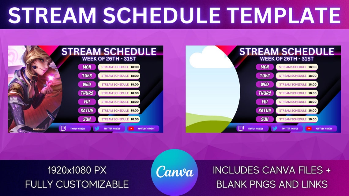 Neon Vtuber Schedule Template Neon Pngtuber Stream Schedule - Etsy