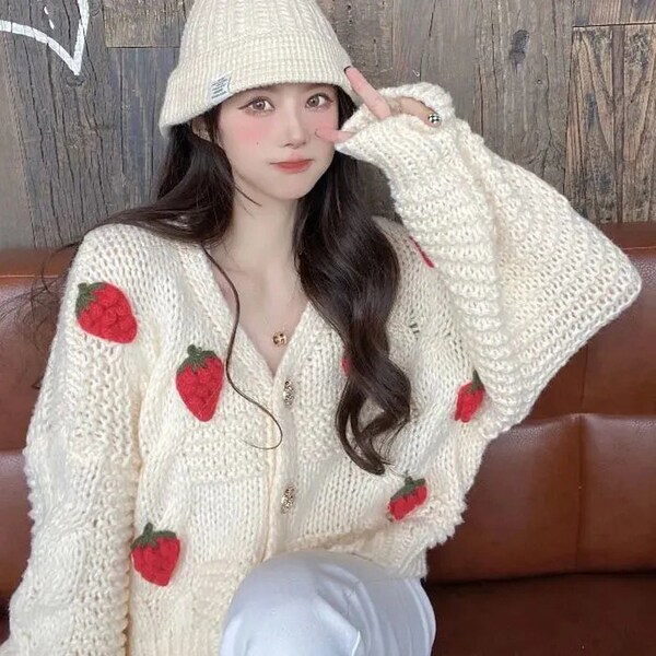 Strawberry Cardigan - Etsy