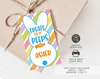 Editable EASTER FRIEND Gift Tag, Instant Download, Bunny Cookies ...