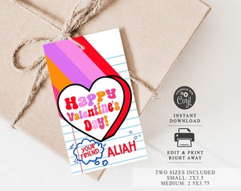 Hearts Valentine's Day Tag, Editable Hearts Tags Valentine's Day ...