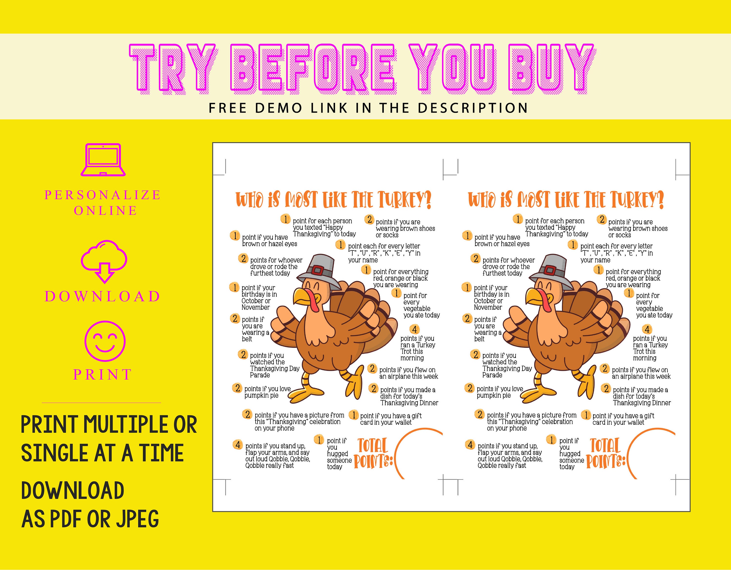 Printable Thanksgiving Game, Friendsgiving Game, Family Thanksgiving ...