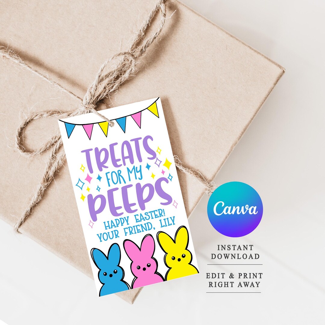 Treats for My Peeps Easter Gift Tags Printable, Cute Chick Easter ...