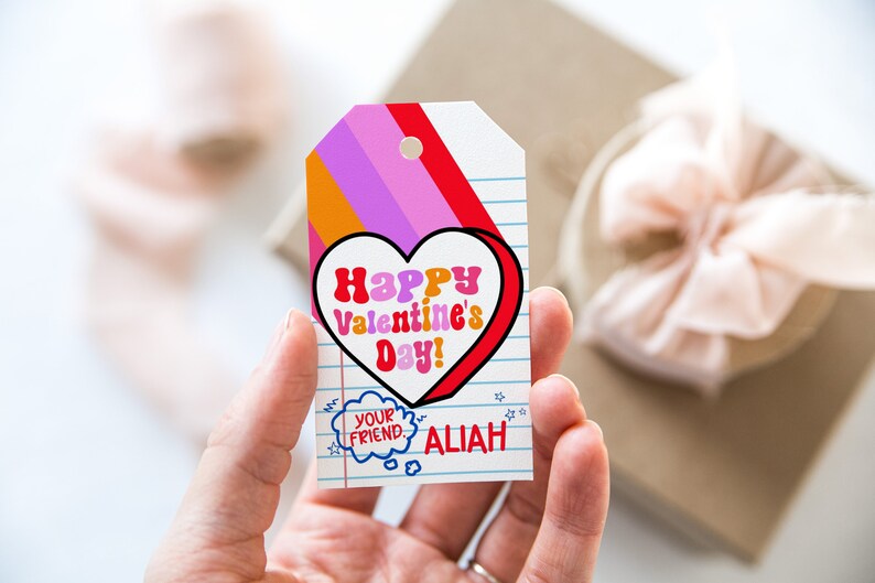 Hearts Valentine's Day Tag Editable Classroom Hearts School Tag ...