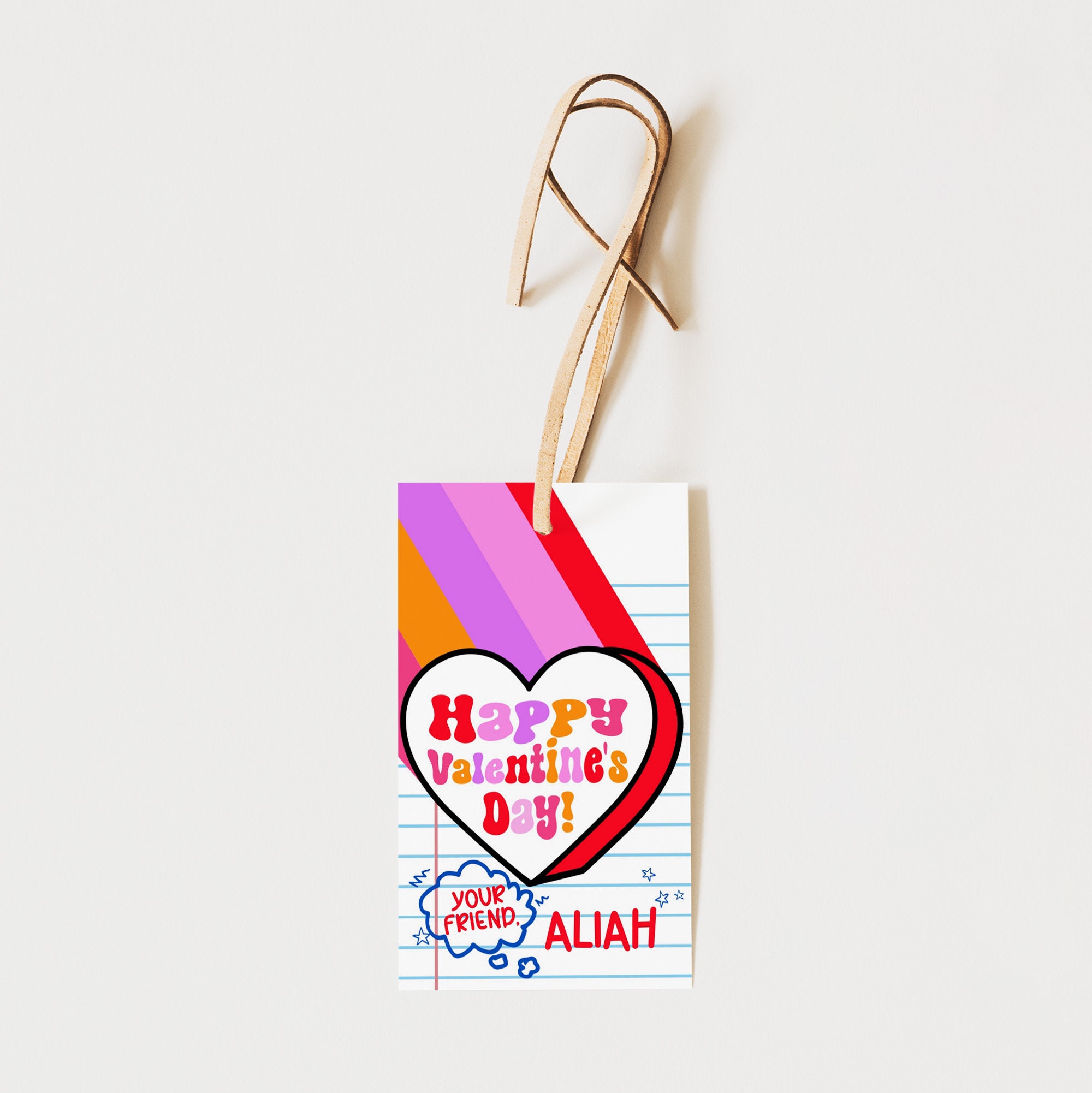 Hearts Valentine's Day Tag Editable Classroom Hearts School Tag ...