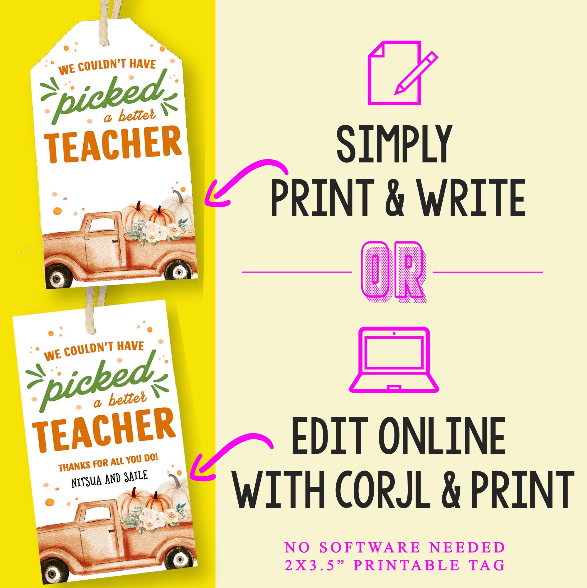 Couldn't Have Picked a Better Teacher Appreciation Tag Fall Editable ...