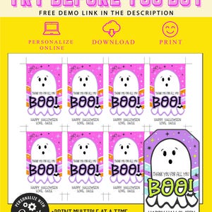 Printable Halloween Gift Tag Thank You for All You Boo Digital Tags ...