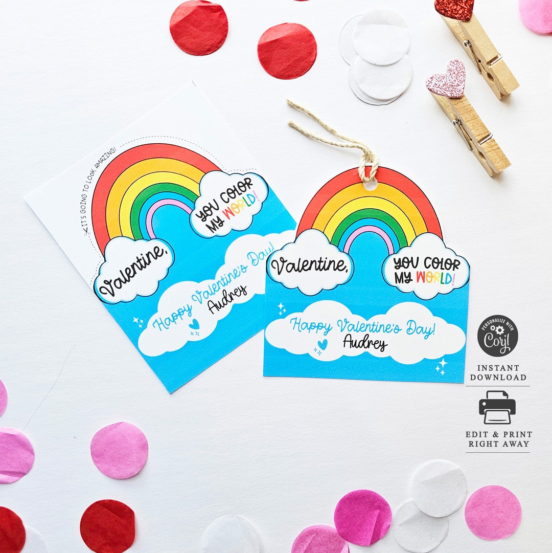 Printable Valentine Cards for Kids, Valentine You Color My World ...