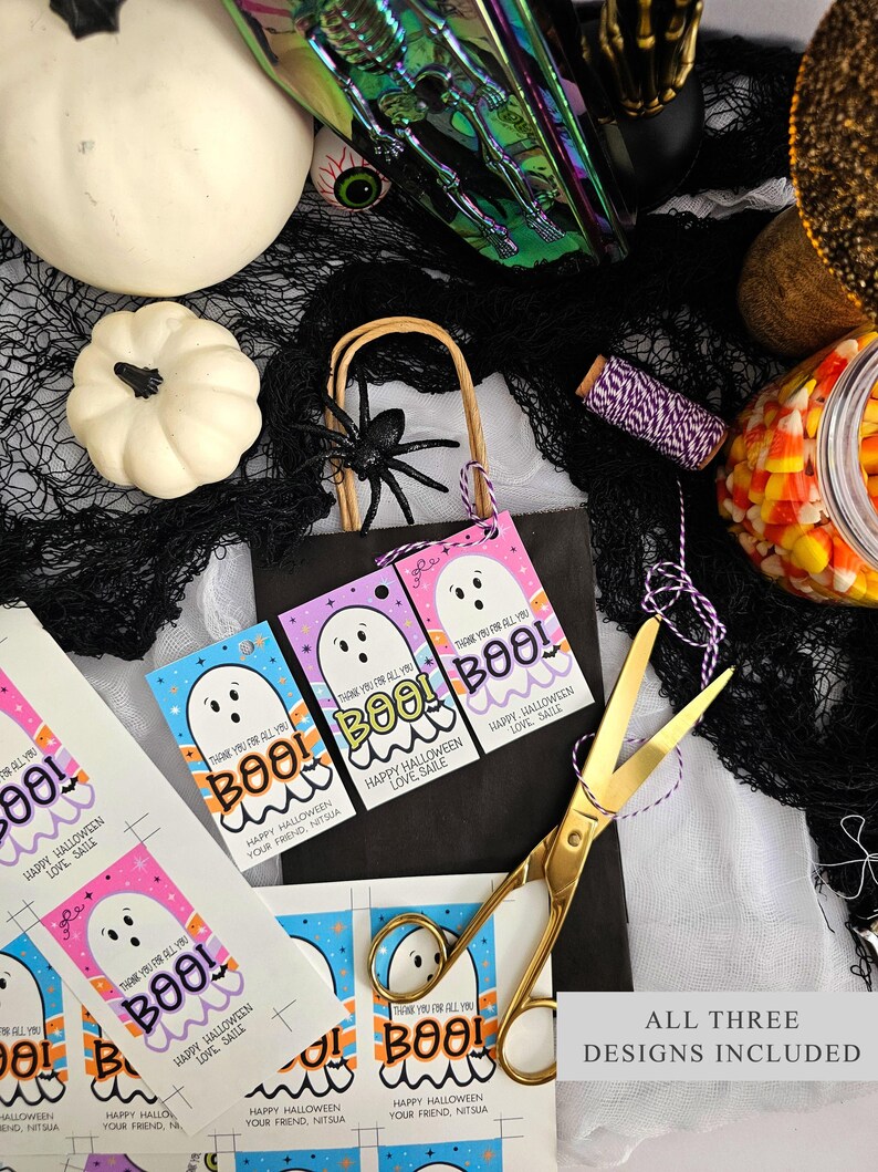 Printable Halloween Gift Tag Thank You for All You Boo Digital Tags ...