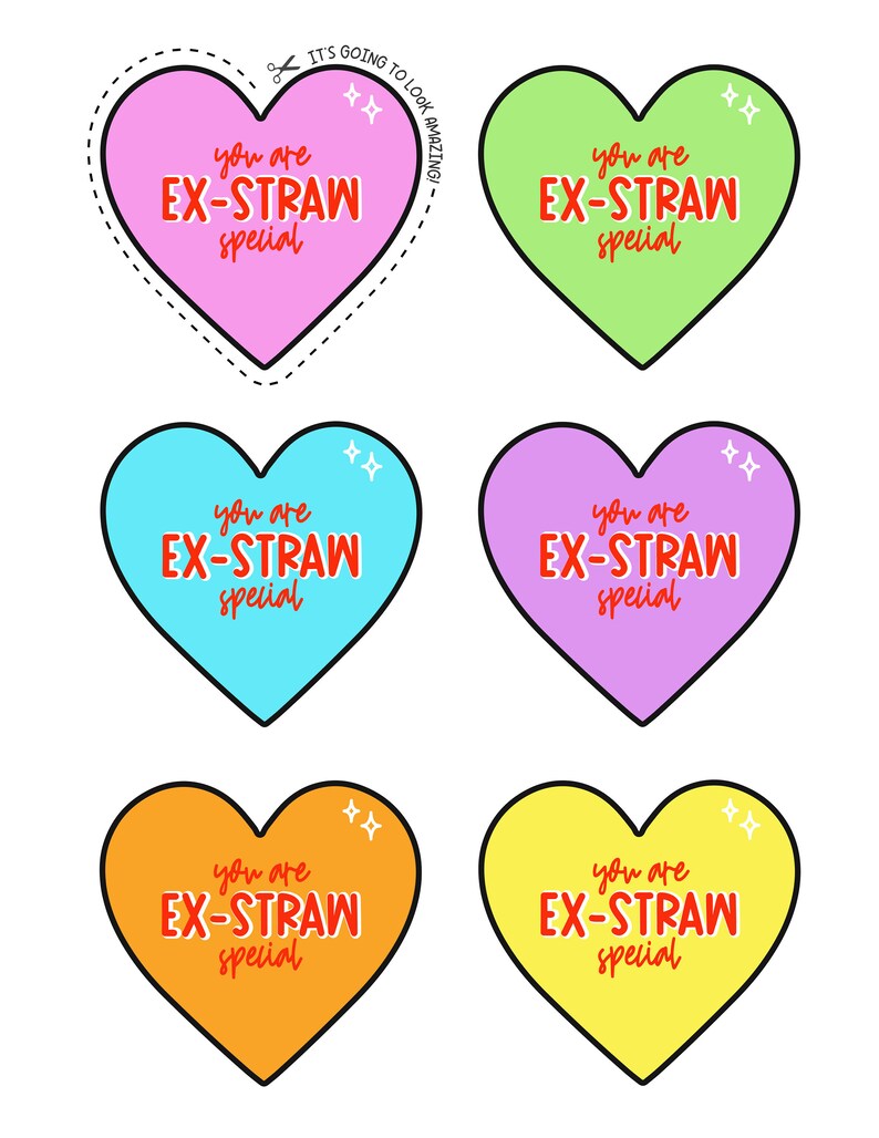 Editable Crazy Straw Tags, Valentine Cards for Kids School, You're Ex ...