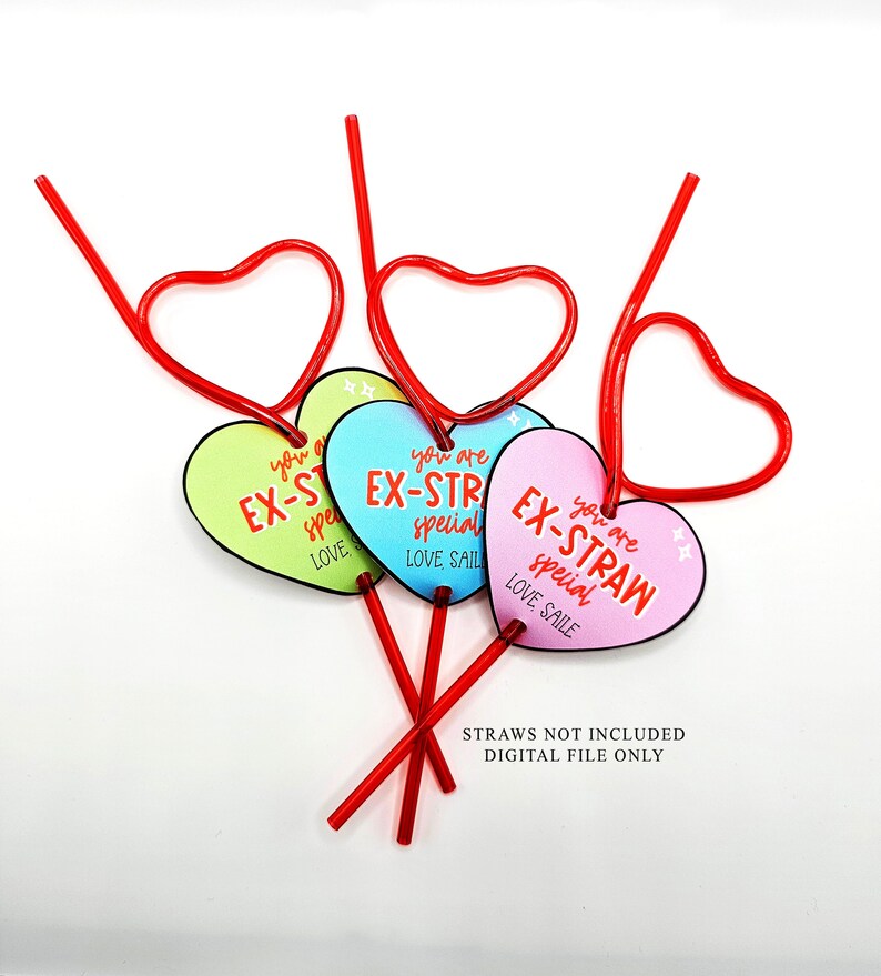 Editable Crazy Straw Tags, Valentine Cards for Kids School, You're Ex ...