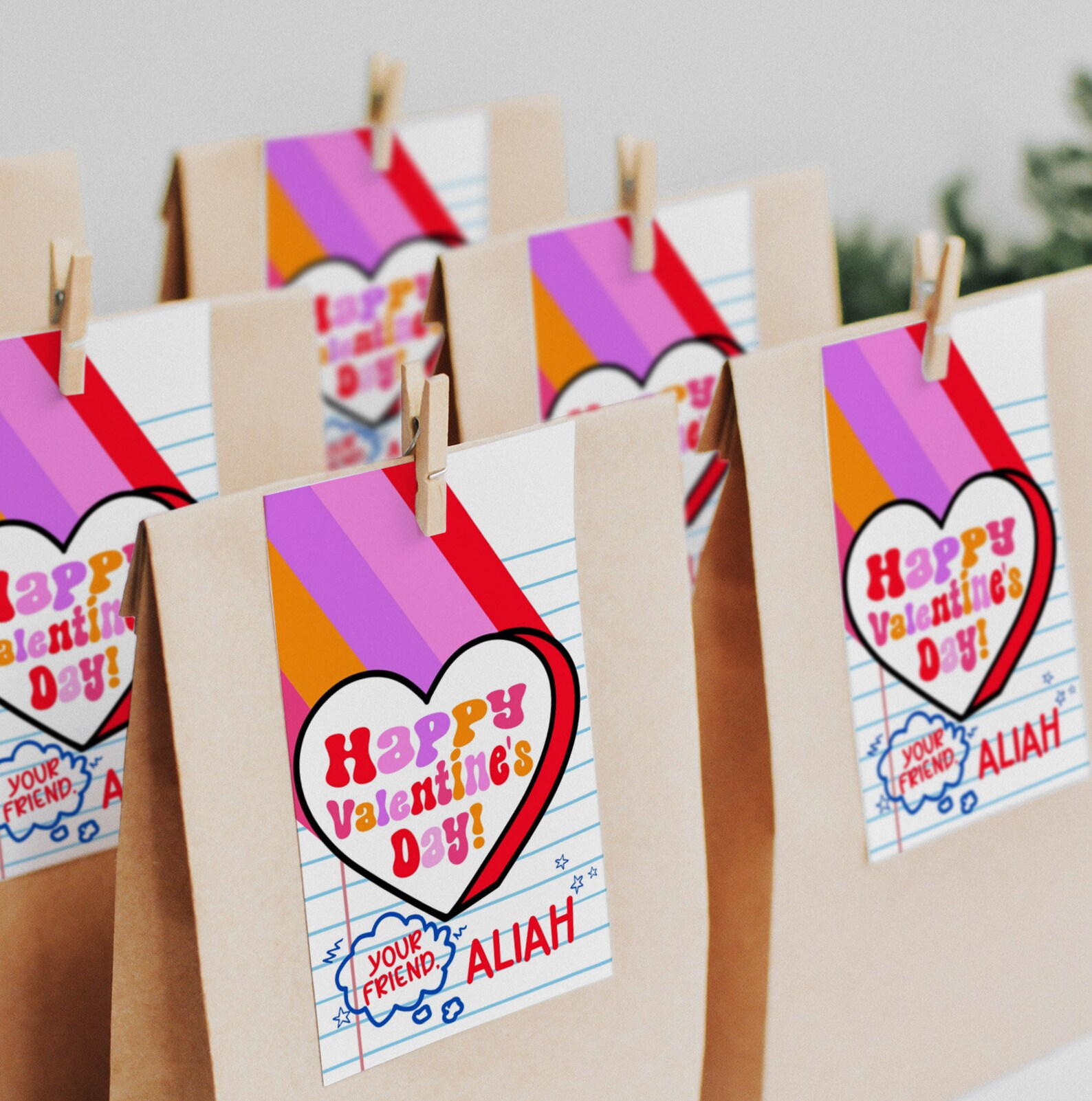 Hearts Valentine's Day Tag Editable Classroom Hearts School Tag ...