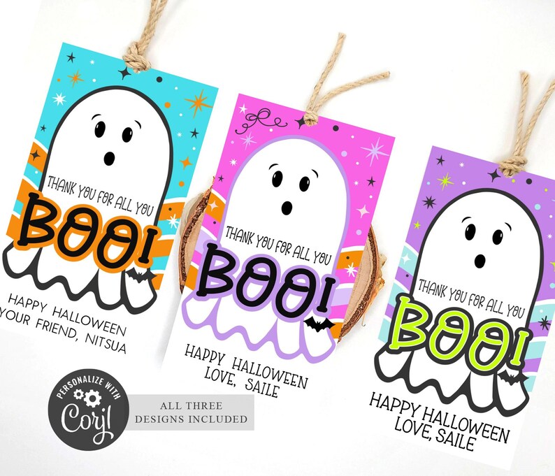 Printable Halloween Gift Tag Thank You for All You Boo Digital Tags ...