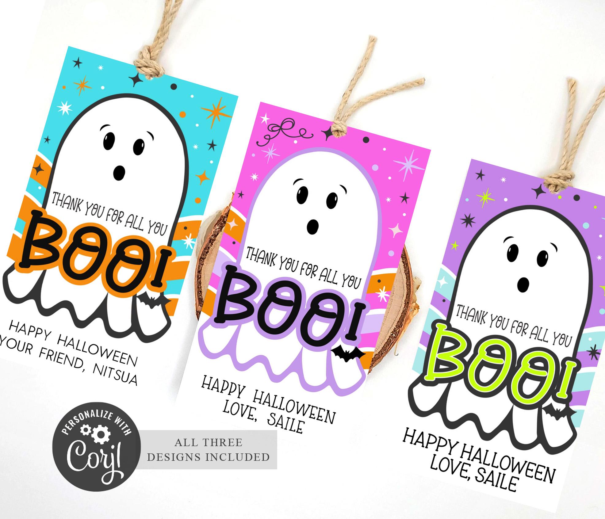 Printable Halloween Gift Tag Thank You for All You Boo Digital Tags ...