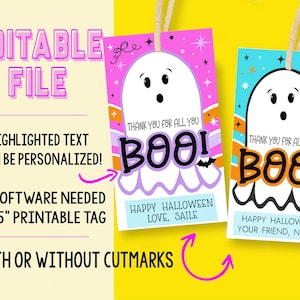 Printable Halloween Gift Tag Thank You for All You Boo Digital Tags ...