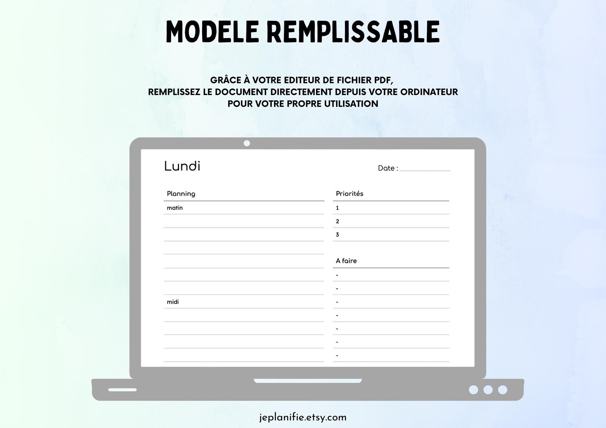 7 Day Daily Planner Printable Fillable Minimalist, PDF Instant Download ...