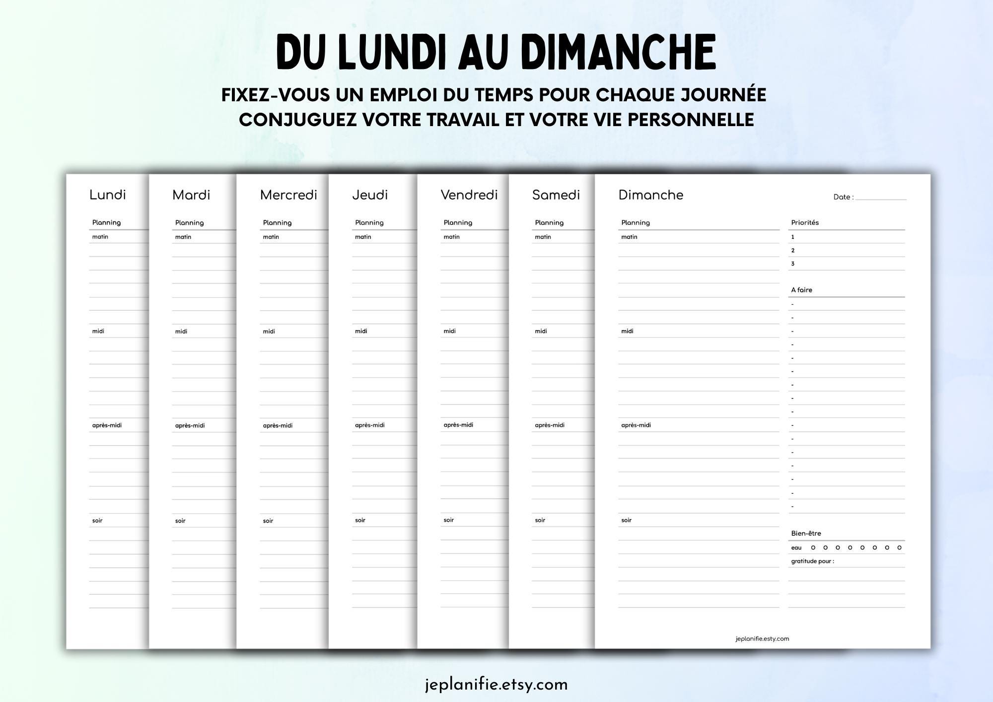 7 Day Daily Planner Printable Fillable Minimalist, PDF Instant Download ...
