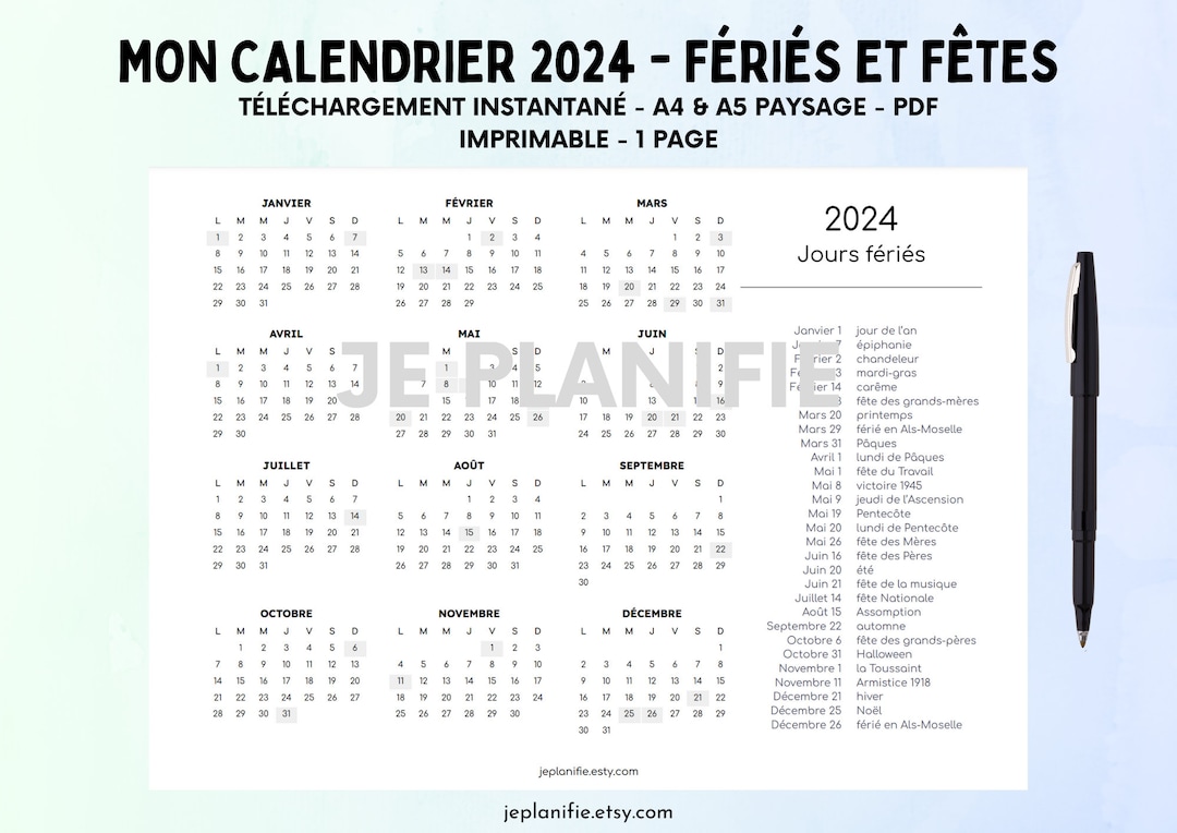 Printable 2024 Calendar With Holidays and Celebrations – A4 & A5 Poster ...