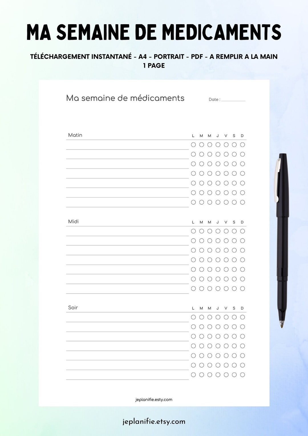 My Week of Medications, Printable Daily Tracking, Reminder, Calendar ...