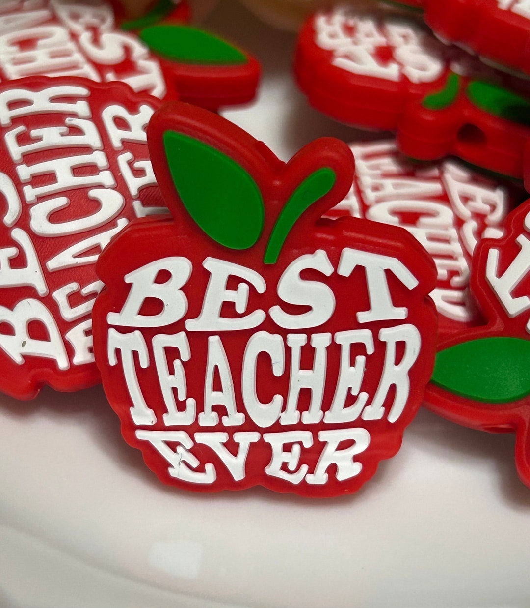 Focal Bead Best Teacher Ever Apple - Etsy