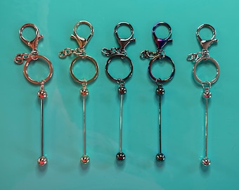 Pink Sparkle Keychain Kit Flower Beadable Key Chain Beaded - Etsy