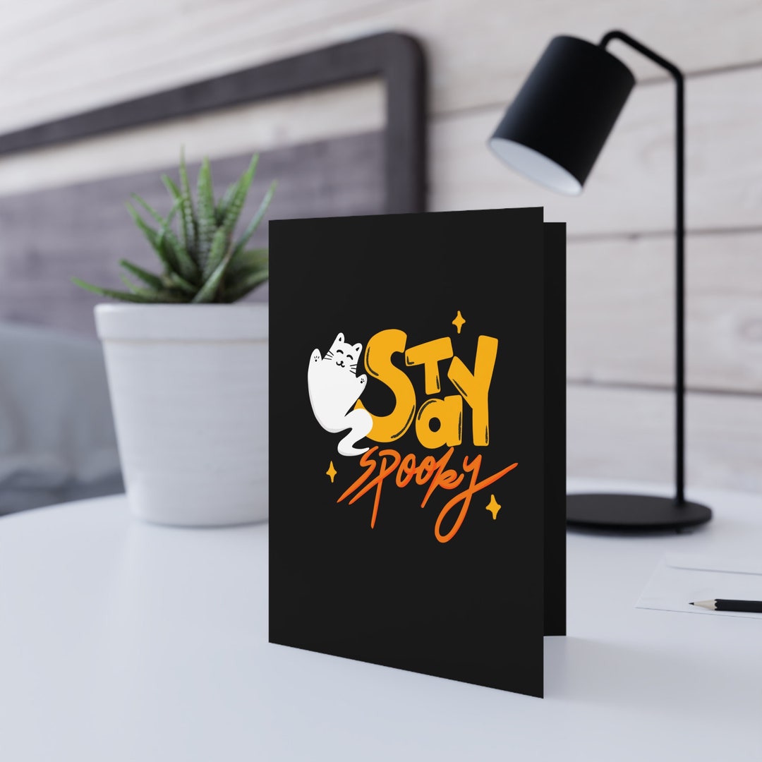 Halloween Greeting Card Themed Cards Purrfect Stay Spooky - Etsy