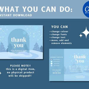 Winter Snow Thank You Card: Business Customer Order (canva Template) - Etsy