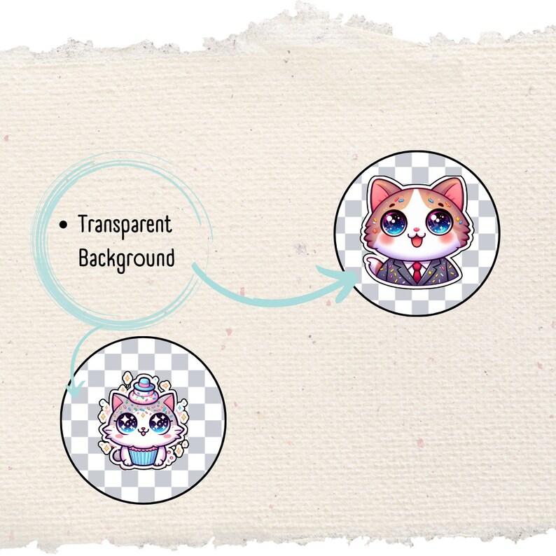 Cute Cat Stickers, Printable Stickers Png, Transparent Background ...