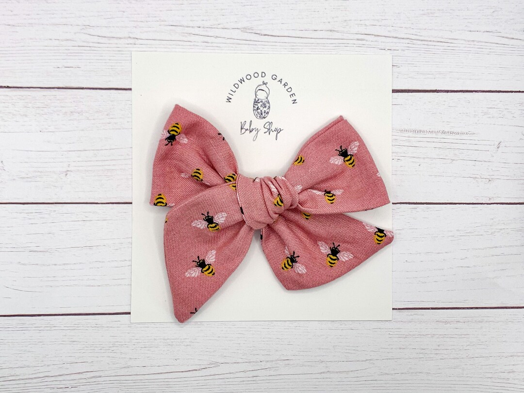 Bumble Bee Hair Bow, Mauve Bow, Pinwheel Bow, Honey Bee Bow, Fabric ...
