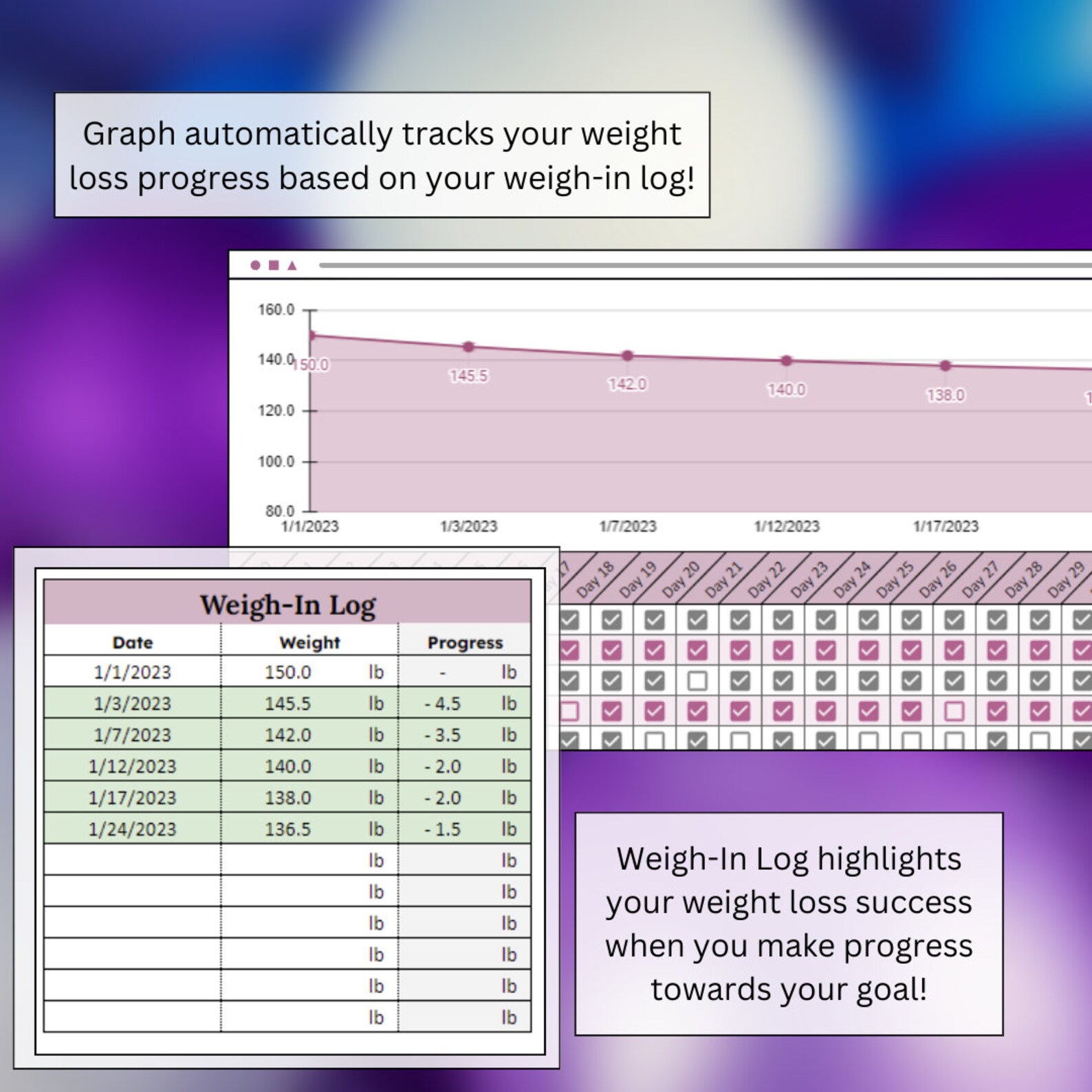 Health Goal and Weight Loss Tracker | Editable Google Sheet Spreadsheet ...