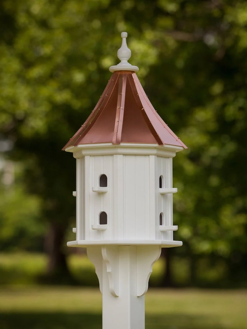 8-hole 14" Octagon Songbird House- Copper or Patina Copper Top With Pvc ...