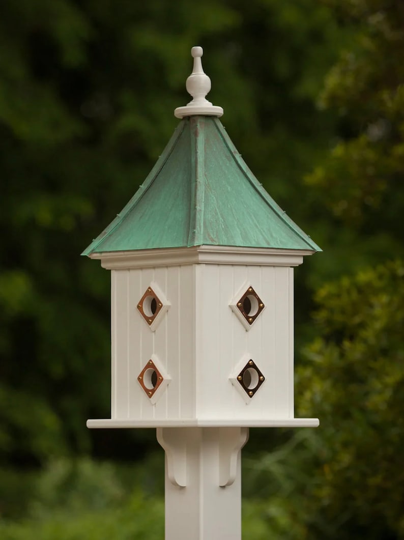 8-hole 12" Villa Bird House- Copper or Patina Copper Top With Pvc/vinyl ...