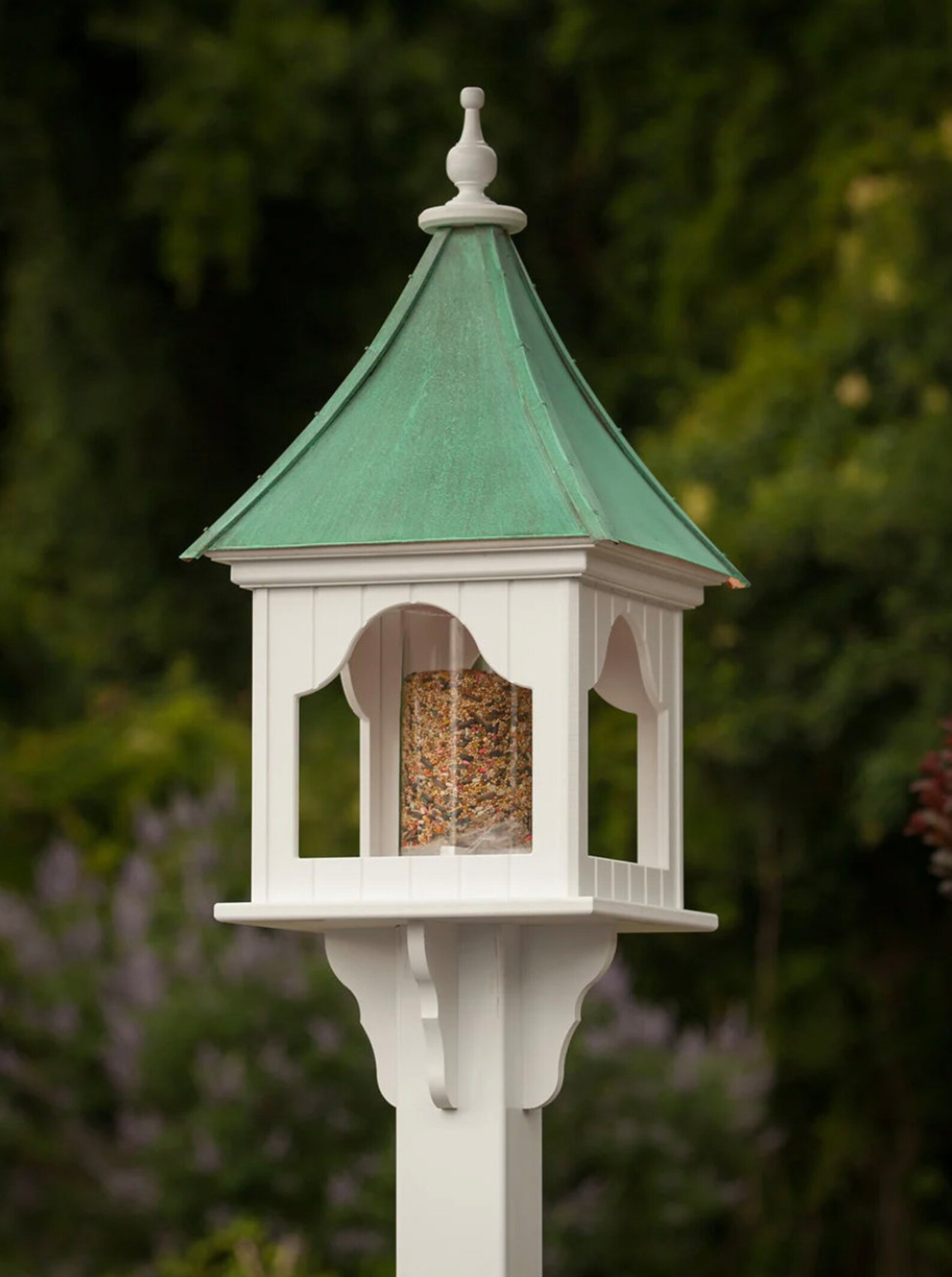 14" Square Bird Feeder- Copper or Patina Copper Top With Pvc/vinyl - Etsy