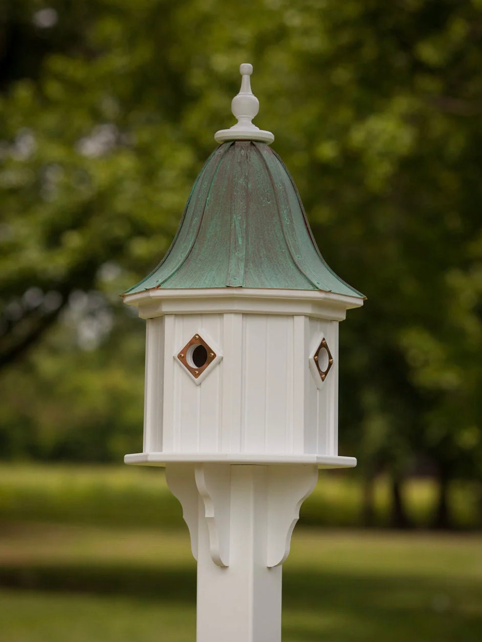 4-hole 14" Bell Songbird House- Copper or Patina Copper Top With Pvc ...