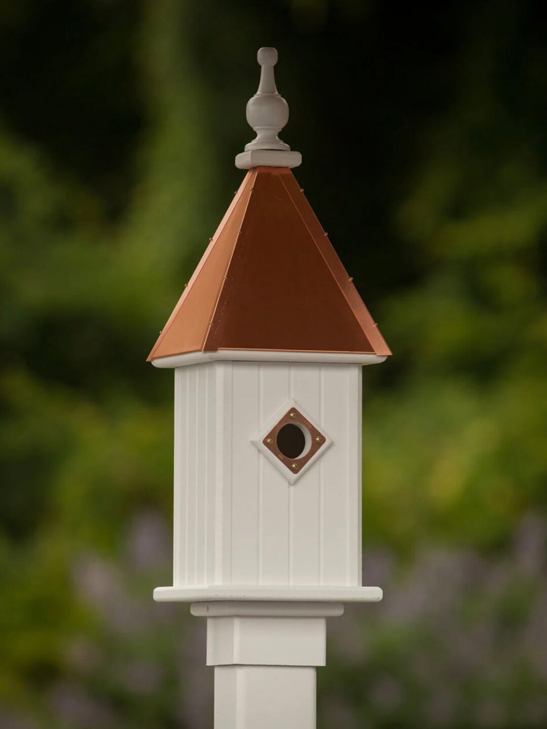 Single-hole 8" Square Blue Bird House- Copper or Patina Copper Top With ...