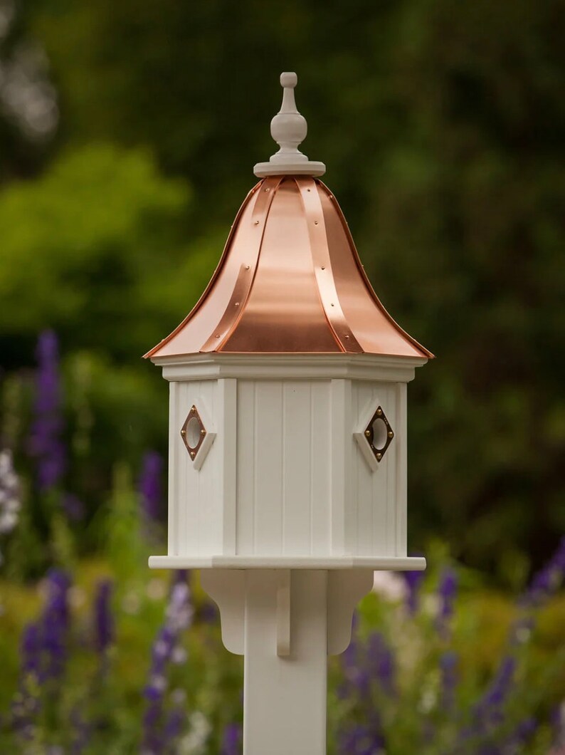 3-hole 12" Bird Villa Bird House- Copper or Patina Copper Top With Pvc ...