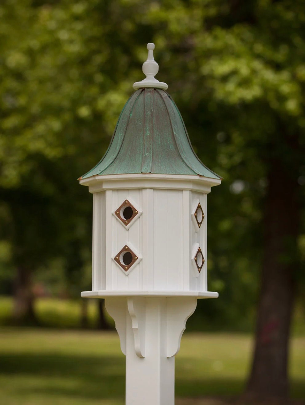 8-hole 14" Bell Songbird House- Copper or Patina Copper Top With Pvc ...