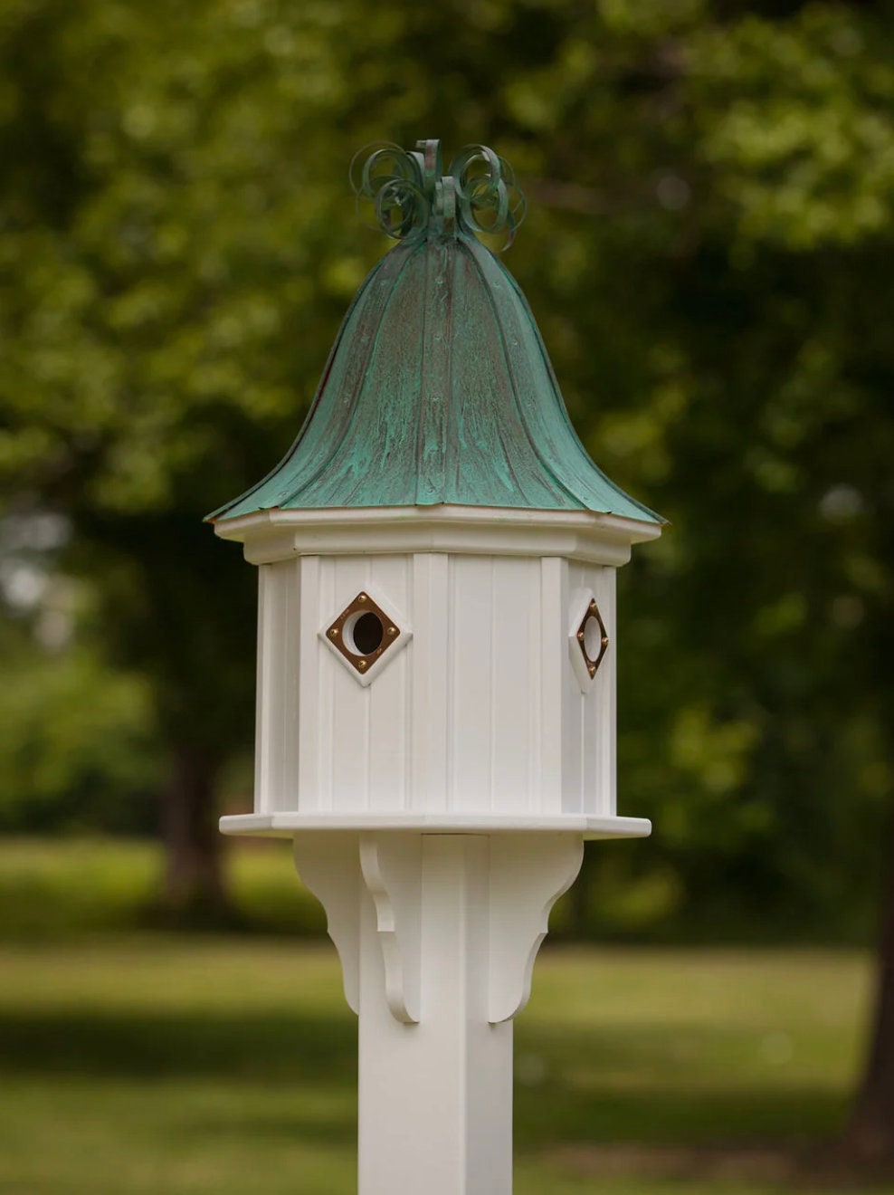 4-hole 14" Bell Songbird House- Copper or Patina Copper Top With Pvc ...