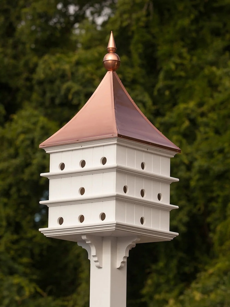 24-hole Purple Martin Bird House- Copper or Patina Copper Top With Pvc ...