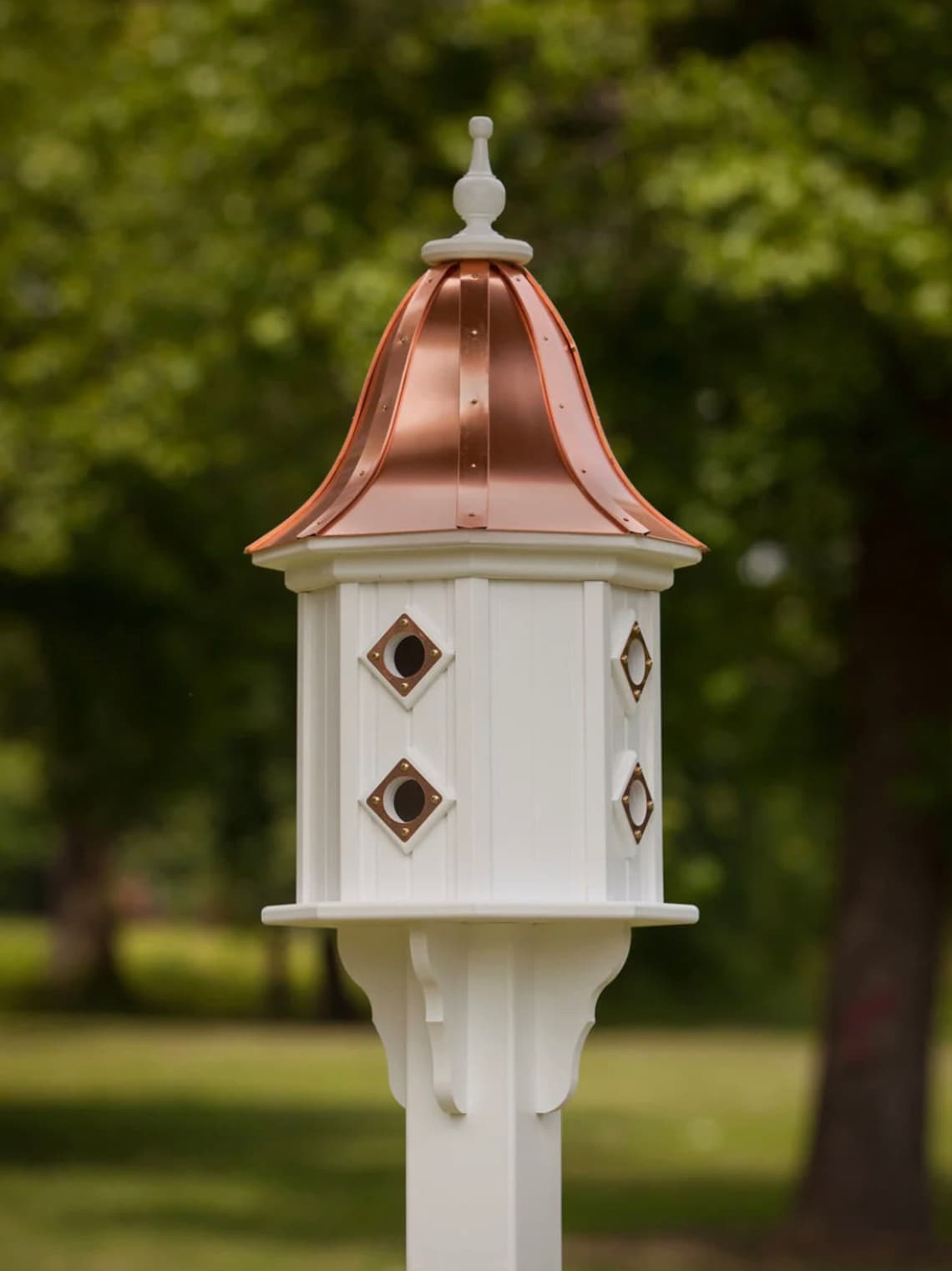 8-hole 14" Bell Songbird House- Copper or Patina Copper Top With Pvc ...