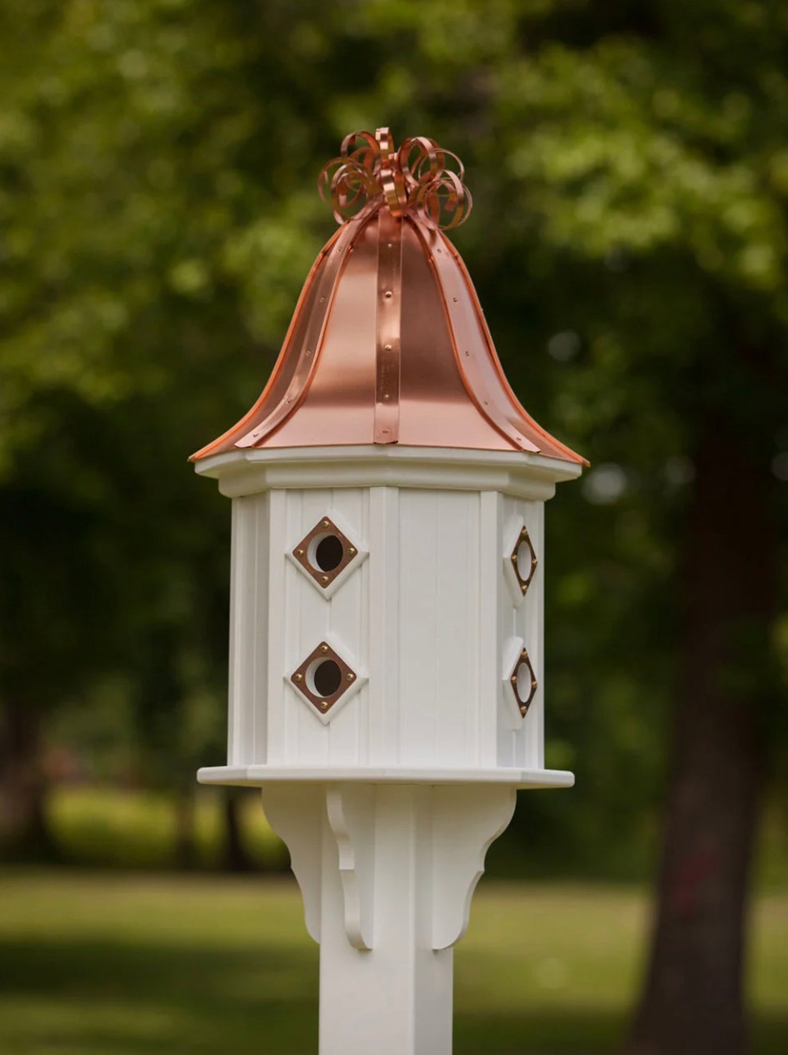 8-hole 14" Bell Songbird House- Copper or Patina Copper Top With Pvc ...