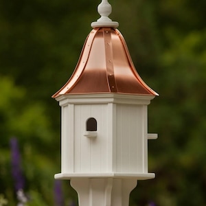 3-hole 12" Bird Villa Bird House- Copper or Patina Copper Top With Pvc ...