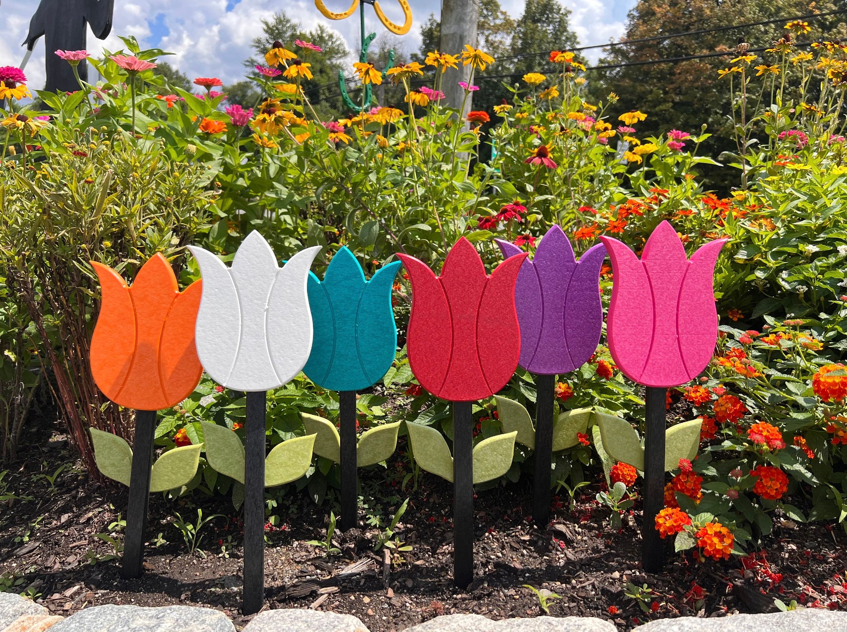 Poly Tulip Garden Decorations W/ Stake- - Etsy