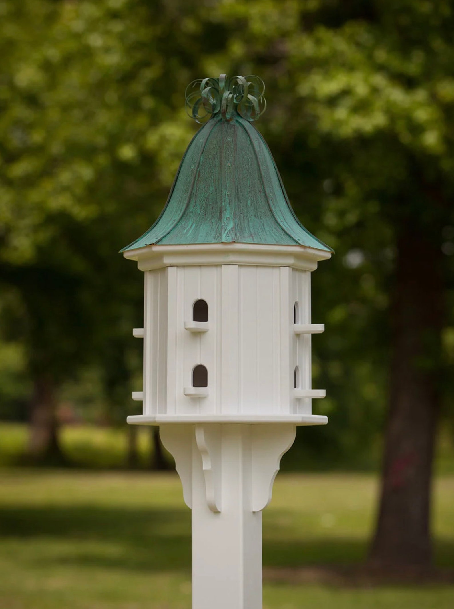 8-hole 14" Bell Songbird House- Copper or Patina Copper Top With Pvc ...