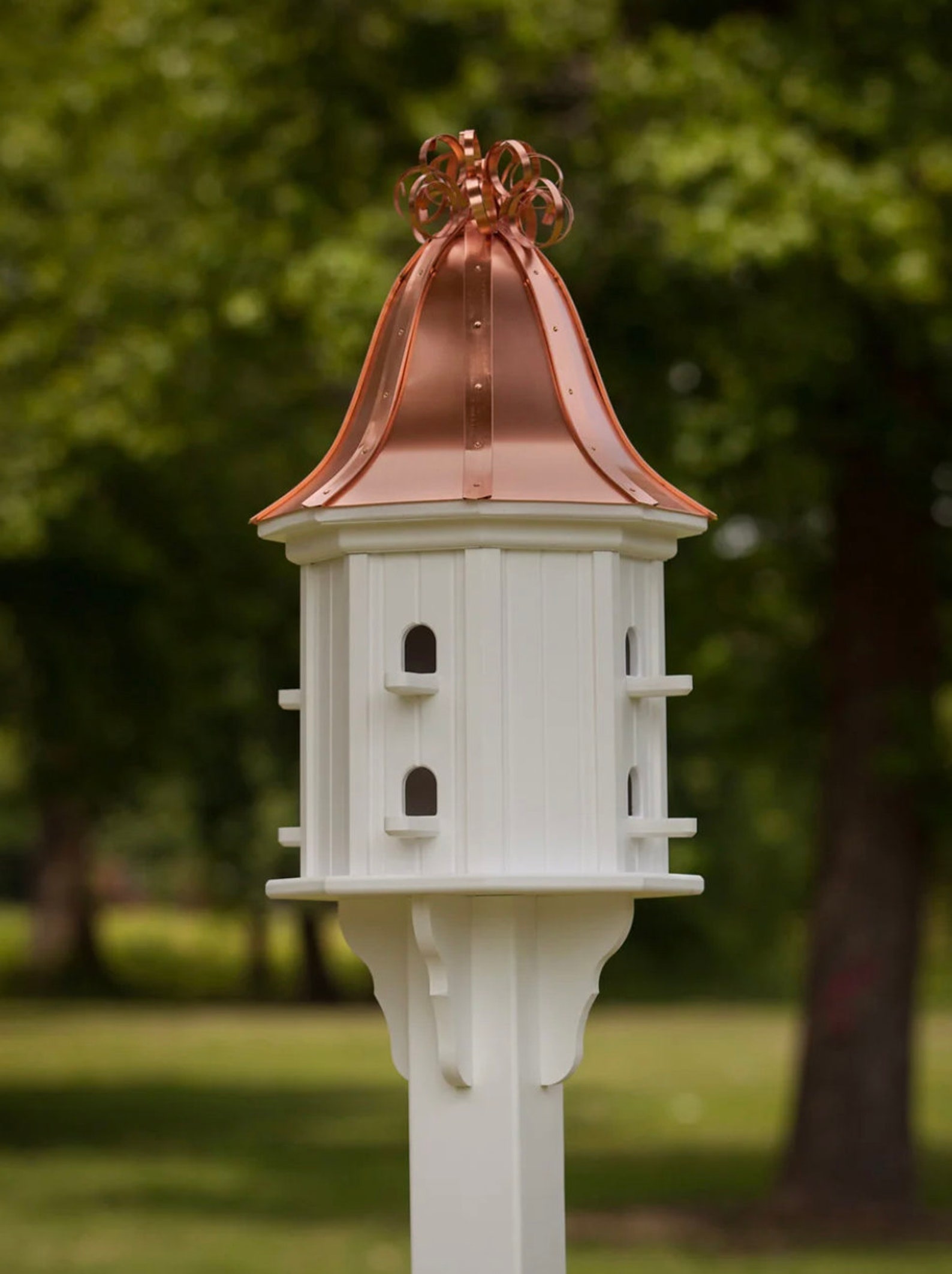 8-hole 14" Bell Songbird House- Copper or Patina Copper Top With Pvc ...
