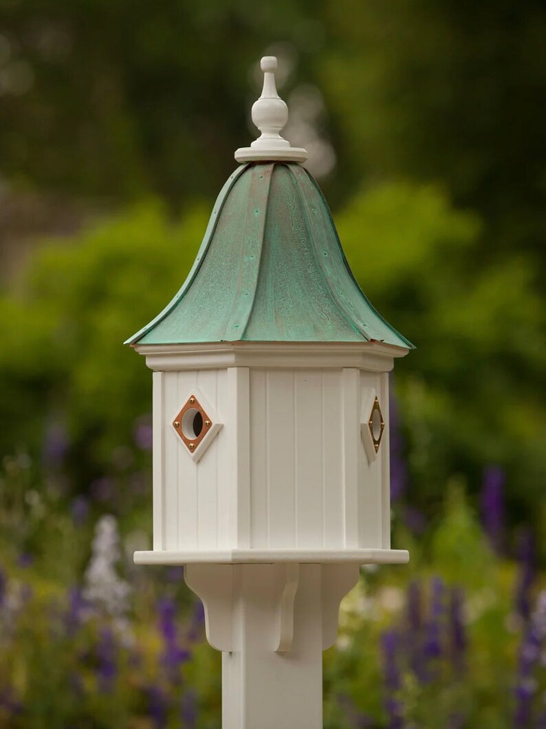 3-hole 12" Bird Villa Bird House- Copper or Patina Copper Top With Pvc ...