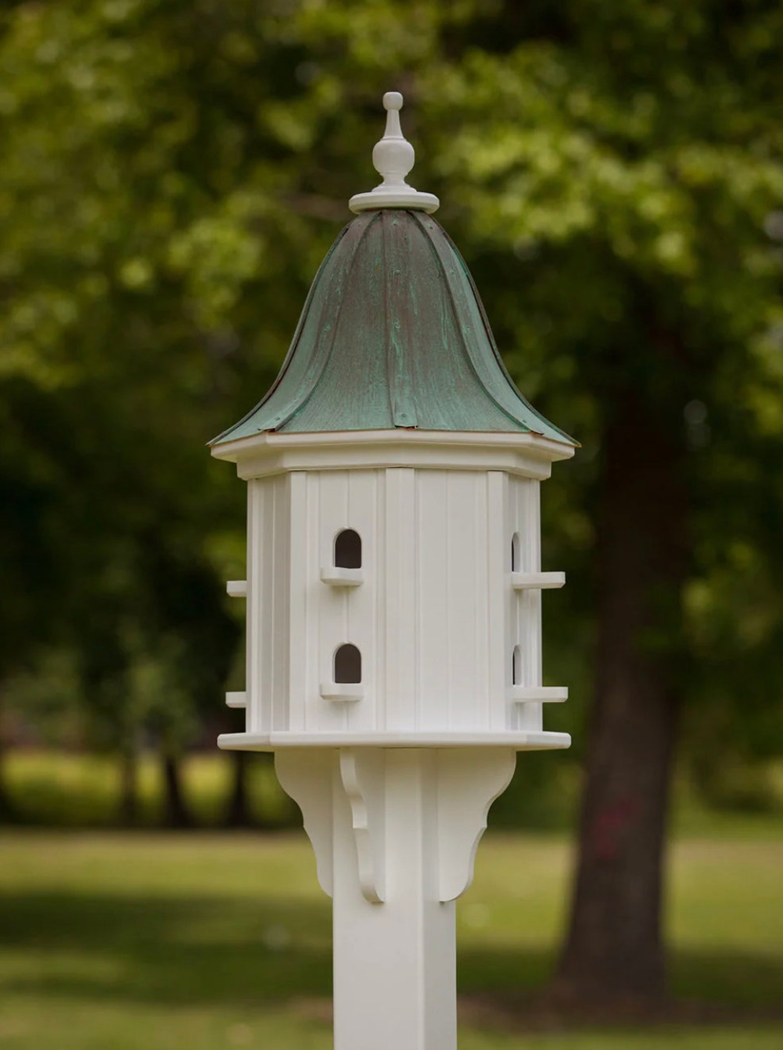 8-hole 14" Bell Songbird House- Copper or Patina Copper Top With Pvc ...
