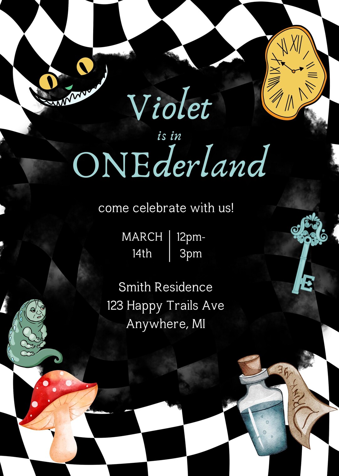 One-derland Birthday Invitation - Template - Etsy