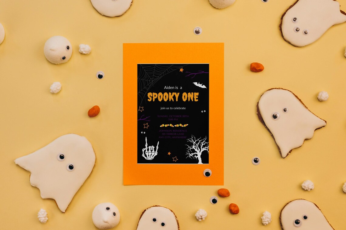 Editable Spooky One Birthday Invitation - Template - Etsy