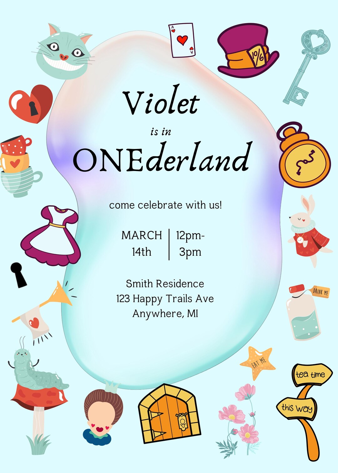 One-derland Birthday Invitation - Template - Etsy